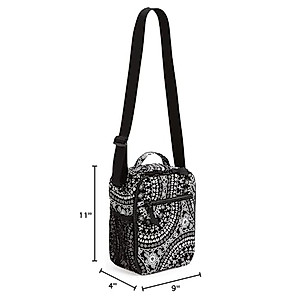 Vera Bradley Women's Cotton Deluxe Lunch Bunch Lunch Bag, Black Bandana Medallion, One Size