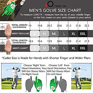 Amy Sport Mens Golf Gloves Pair Both Hands Left and Right Rain Grip Weathersof No Sweat All Weather Grips Soft Comfortable Breathable (Green, Large)