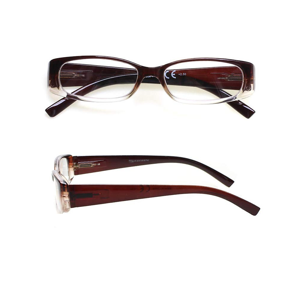 5 Pack Spring Hinge Reading Glasses Rectangular Fashion Quality Readers for Men and Women (5 Pack Mix, 2.5)