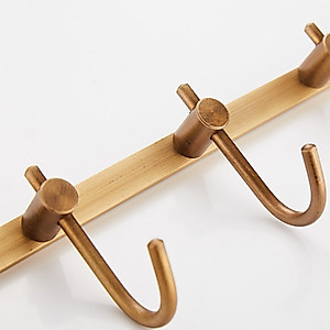 YUTU Antique Bronze Towel Hooks Brass 4 Hooks Bathroom Brushed Coat Hooks Rack,FGG0