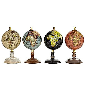 Deco 79 Metal Small Globe, Set of 4 4"W, 7"H, Multi Colored