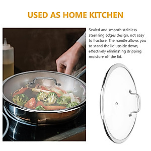 Luxshiny Terrarium Glass cast Iron lid Pot lid cookware Glass Cover Replacement Pot lids Frying pan Cover Thickened Visual Pot Cover Kitchen Universal lid for Accessories 13 inch pan lid BBQ Grill