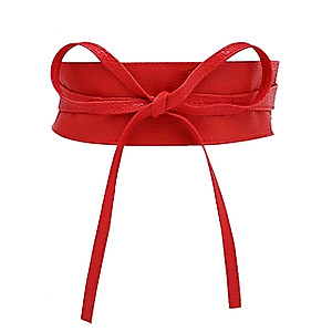 CHIC DIARY Fashion Women Faux Leather Bow Tie Waistband Elastic Stretch Waist Strap Cummerbund Waist Band Belt for Dress