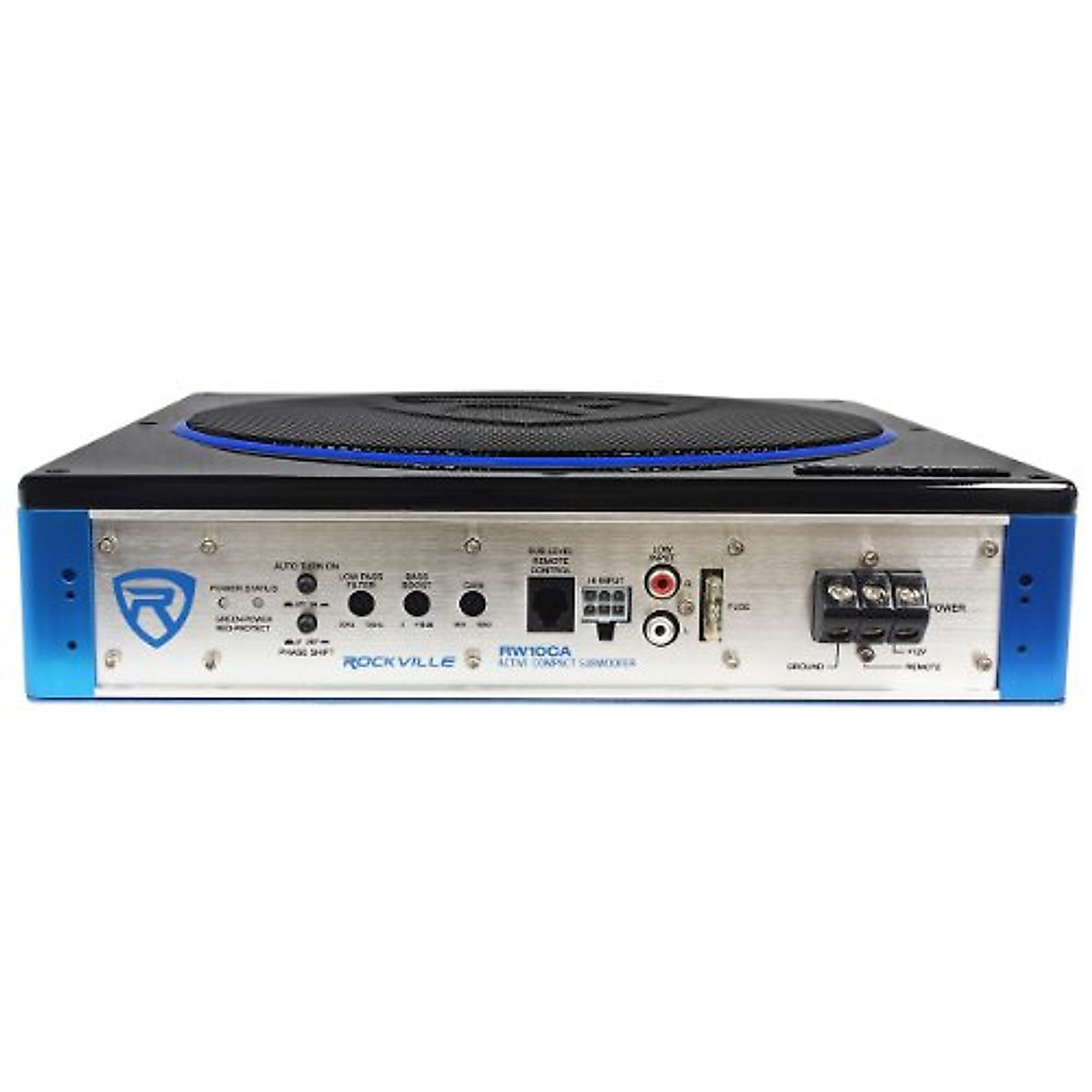 Rockville RW10CA 10" 800 Watt Under-Seat Slim Amplified Car Subwoofer +Wire Kit