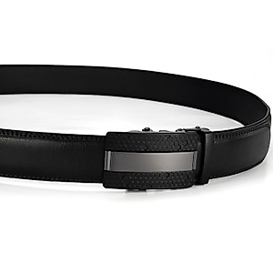 X Xhtang Men's Ratchet Belt Genuine Leather Slide Belts Adjustable From 36" to 43" Waist For Men 1 3/8 Inches Wide Black