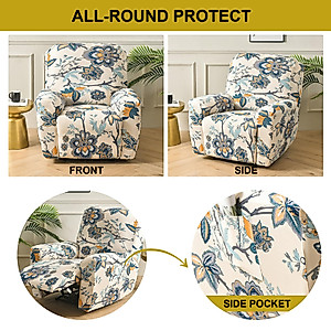 HAOYONG Recliner Slipcovers Stretch Lazyboy Recliner Cover 4 Pieces Covers for Recliners 1 Seat Recliner Couch Covers with Side Pocket Furniture Protector for Living Room