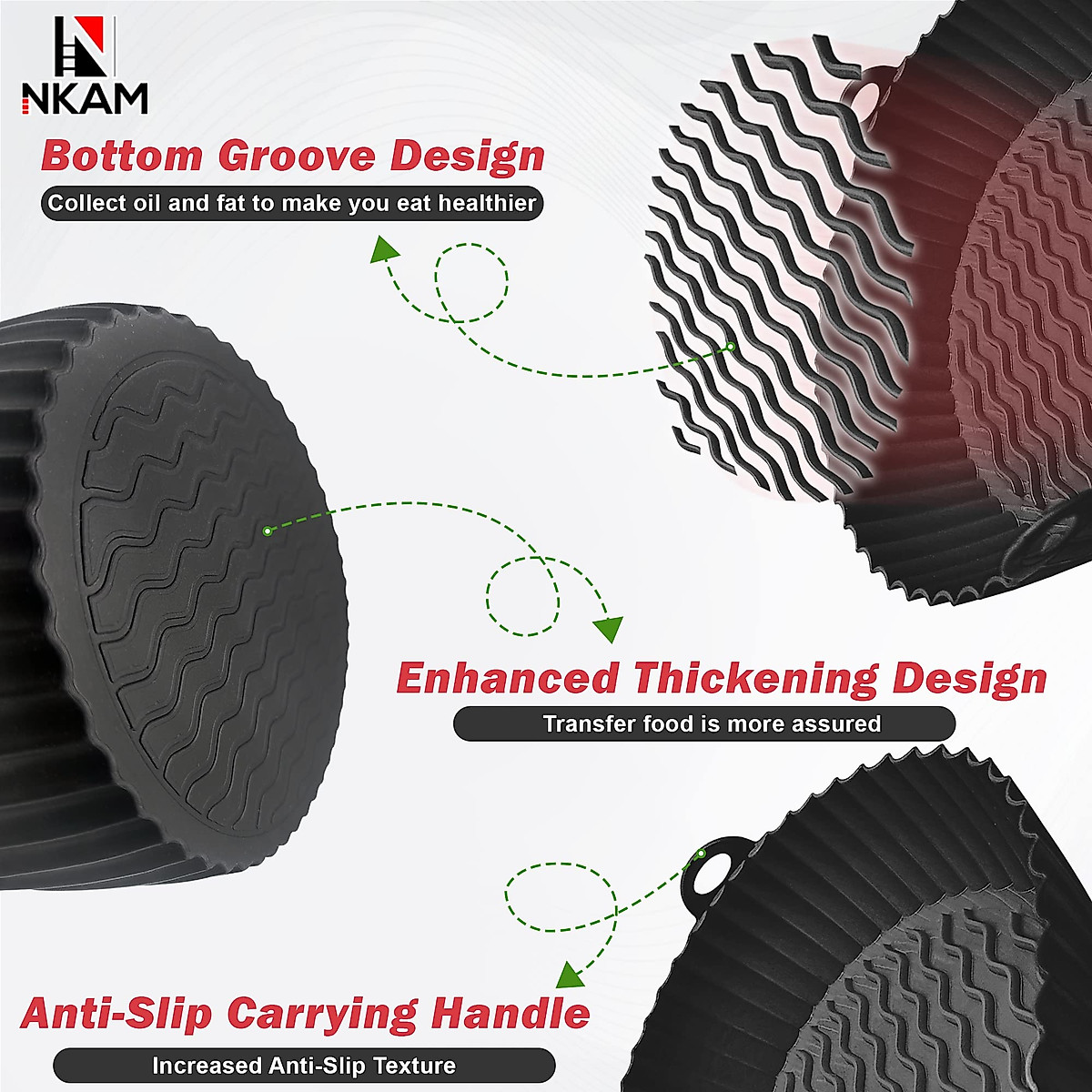 2 Pack Air Fryer Silicone Liners - Food Grade Reusable Air Fryer Liners - Easy to Clean, Non-stick, Heat Resistant - Replacement of Flammable Parchment Paper Liners