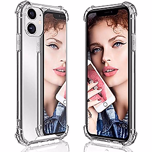 Ownest Compatible for iPhone 12 Case,12 Pro Case (6.1 Inch) for Girls Women Cute Stylish with Glitter Ultra-Thin Mirror TPU PC Back Protective Slim Shockproof Case for iPhone 12/12 Pro 6.1"-Silver