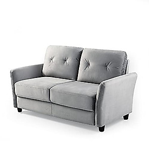 ZINUS Ricardo Velvet Loveseat Sofa / Easy, Tool-Free Assembly, Grey Velvet