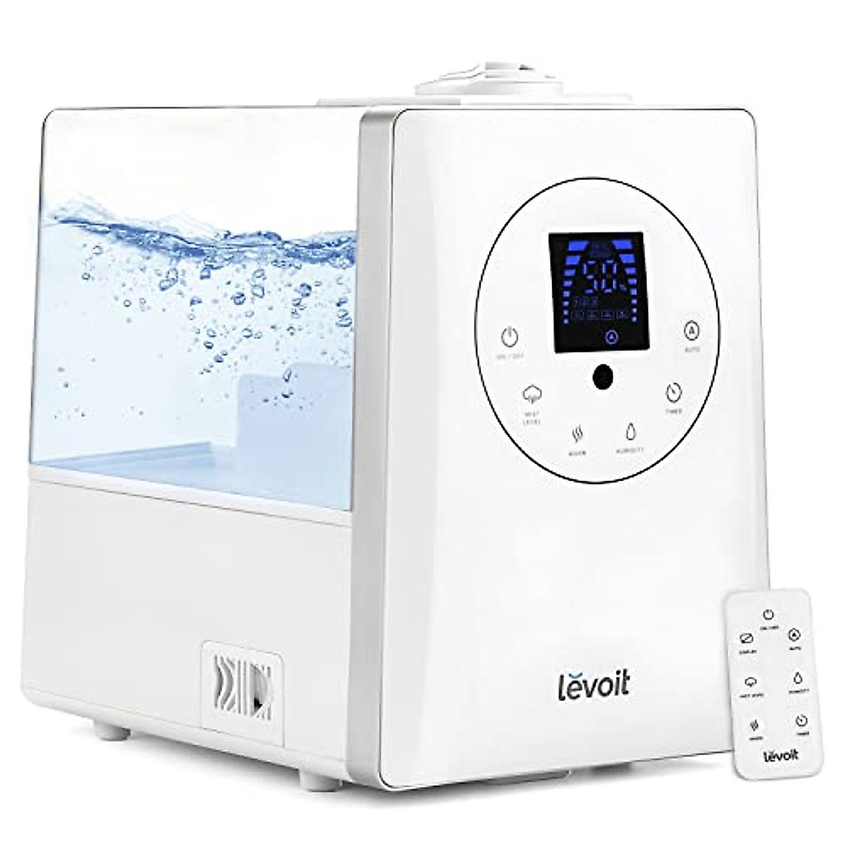 LEVOIT Humidifiers for Bedroom Large Room Home, 6L Warm and Cool Mist Ultrasonic Air Vaporizer for Plants and Whole House (2.4L Water Tank), Built-in Humidity Sensor, Essential Oil Diffuser, Whisper Quiet, Timer, White