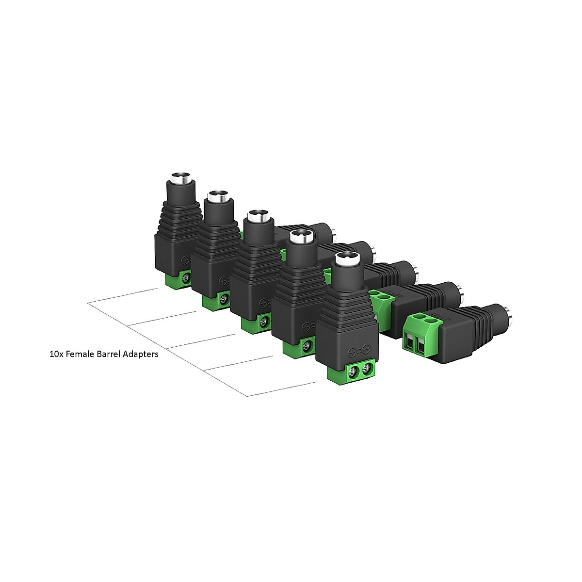 Female Barrel Connector Plug 5.5mm x 2.1mm for CCTV Cameras/Single Color LED Strips Pack of 10 pcs