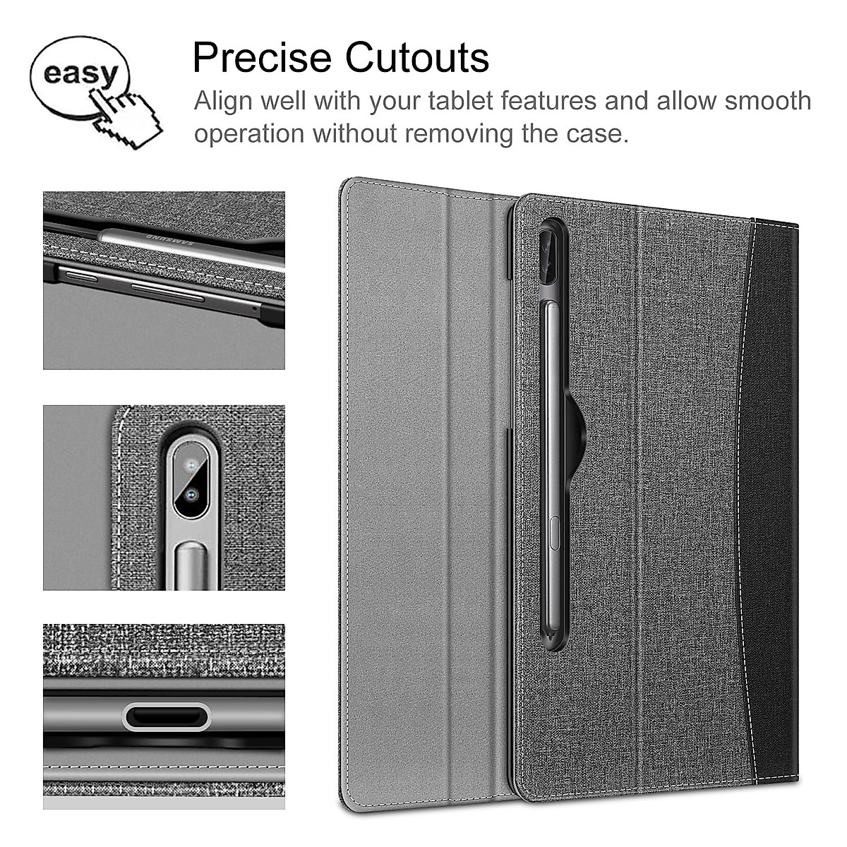Fintie Case for Samsung Galaxy Tab S6 10.5" 2019 (Model SM-T860/T865/T867), [Supports S Pen Wireless Charging] Multiple Angle Portfolio Business Cover with Pocket Auto Sleep/Wake, Gray