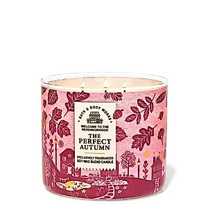 The Perfect Autumn - White BarnBath/Body Works -3-Wick Scented Candle 14.5 OZ Burns 25-45 Hours and Strawberry Cake soap