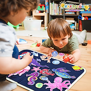 Craftstory Ocean Animals Travel Felt Board for Toddlers Preschool Learning Activities 32 Pieces Sea Sensory Board Toys for Classroom Arts and Crafts