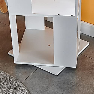 RVEE White Rotating Bookshelf 360°, 6 Tier Corner Bookcase for Living Room Floor Bookcase Wooden Bookshelf Home Office Corner Tall Bookcase (White)