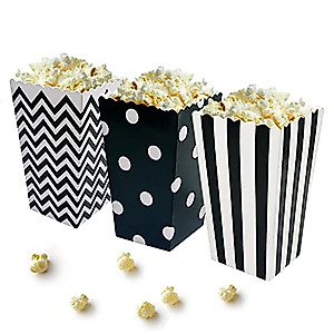 Popcorn Boxes 36 Pcs Cardboard Candy Containers for Small Movie Theater and Wedding Favors, Black