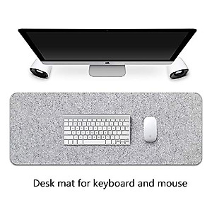 FireBee Extended Gaming Mouse Pad Non-Slip Desk Pad Protector Office Writing Mat Felt Base 0.12 Inch Thick (Light Gray)