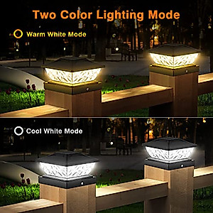 ENSLI Solar Post Cap Lights 6 Pack, 2 Mode Bright Solar Post Lights Outdoor Waterproof Fence Post Cap Lights, Outdoor Post Lights Solar Powered Deck Lights for 4x4 4.5x4.5 5x5 in Garden Decor (Black)