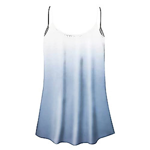 wodceeke Women's Summer Tank Sleeveless Sling Gradient T-shirt Casual Loose Solid color Tops (Blue,XXXL)