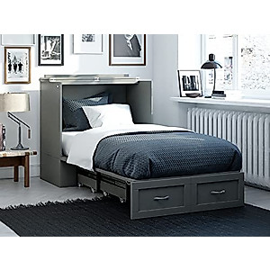 AFI Hamilton Murphy Bed Chest with Charging Station, Twin XL, Grey
