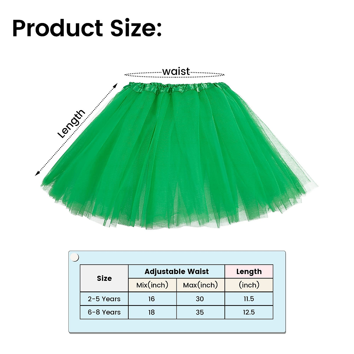 4 Layered Ballet Skirts for Girls Birthday Party Tutu Skirt w/Hairbow Girls Tutu Skirt Toddler Tulle Skirt, Dark Green Tutu, 2-5 Years