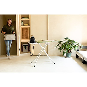 Brabantia Size B Ironing Board (49x15 in) 7 Height Options, Solid Steam Unit Rest Holder (Calm Rustle) Non-Slip Feet, Anti-Collapse Child Locks