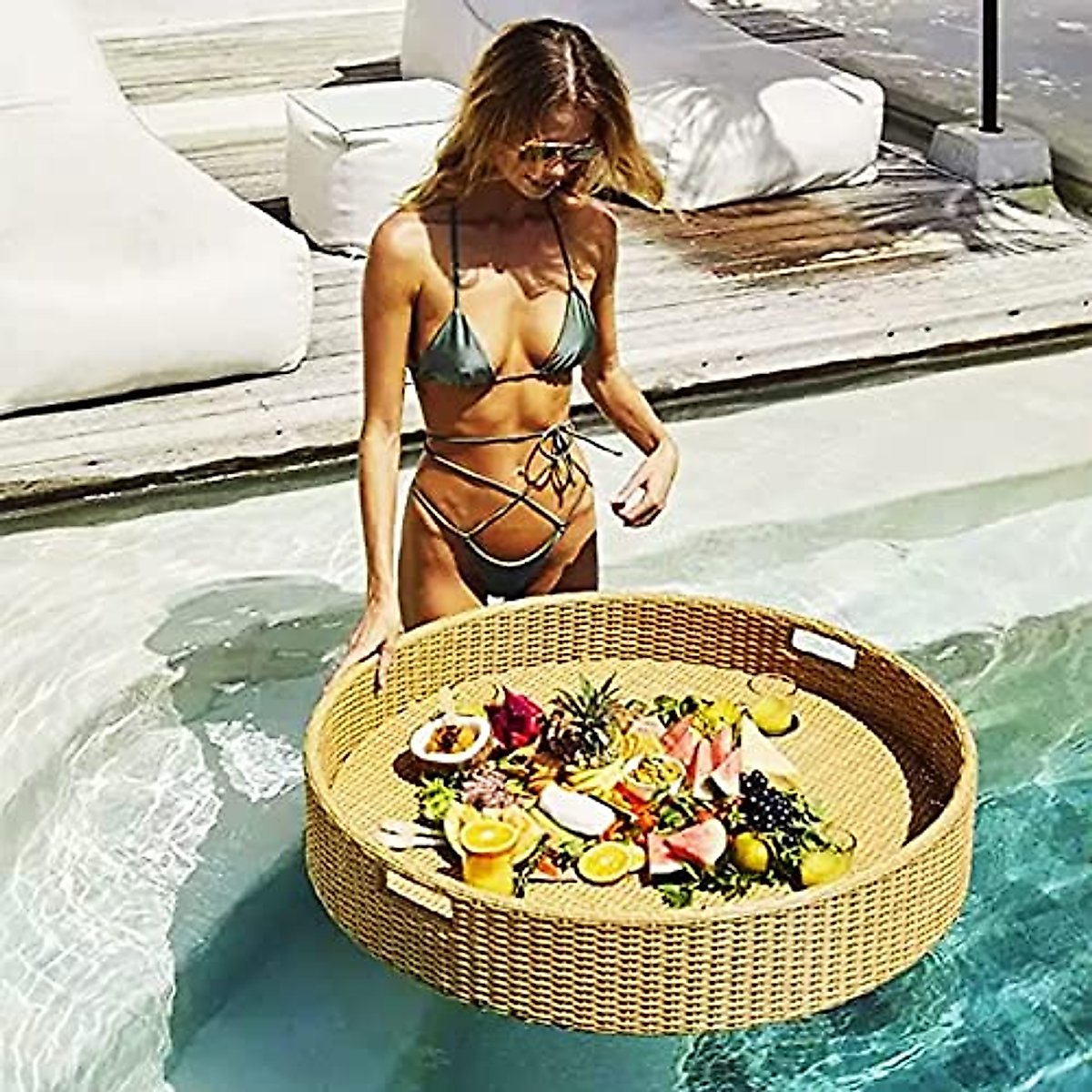 ENPAP DIY Floating Drink Holder Refreshment Table Tray for Pool or Beach Party Float Lounge, Swimming Pool Floating Tray