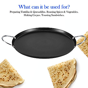 Alpine Cuisine Nonstick Round Paella Pan, 13-Inch, Black Carbon Steel, Oven Safe, Non-Magnetic