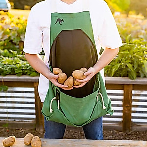 The Roo Apron - Gardening Apron with Pockets and Harvesting, Picking Pouch – Adjustable, Water-resistant, Washable Canvas Cotton - Great Gardener Gift