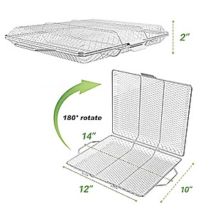 Skyflame Portable Grill Basket, Rustproof Stainless Steel Barbecue Grilling Basket for Most Outdoor Grilling Vegetables Fishes Shrimp Steak Meat Chops Kabob