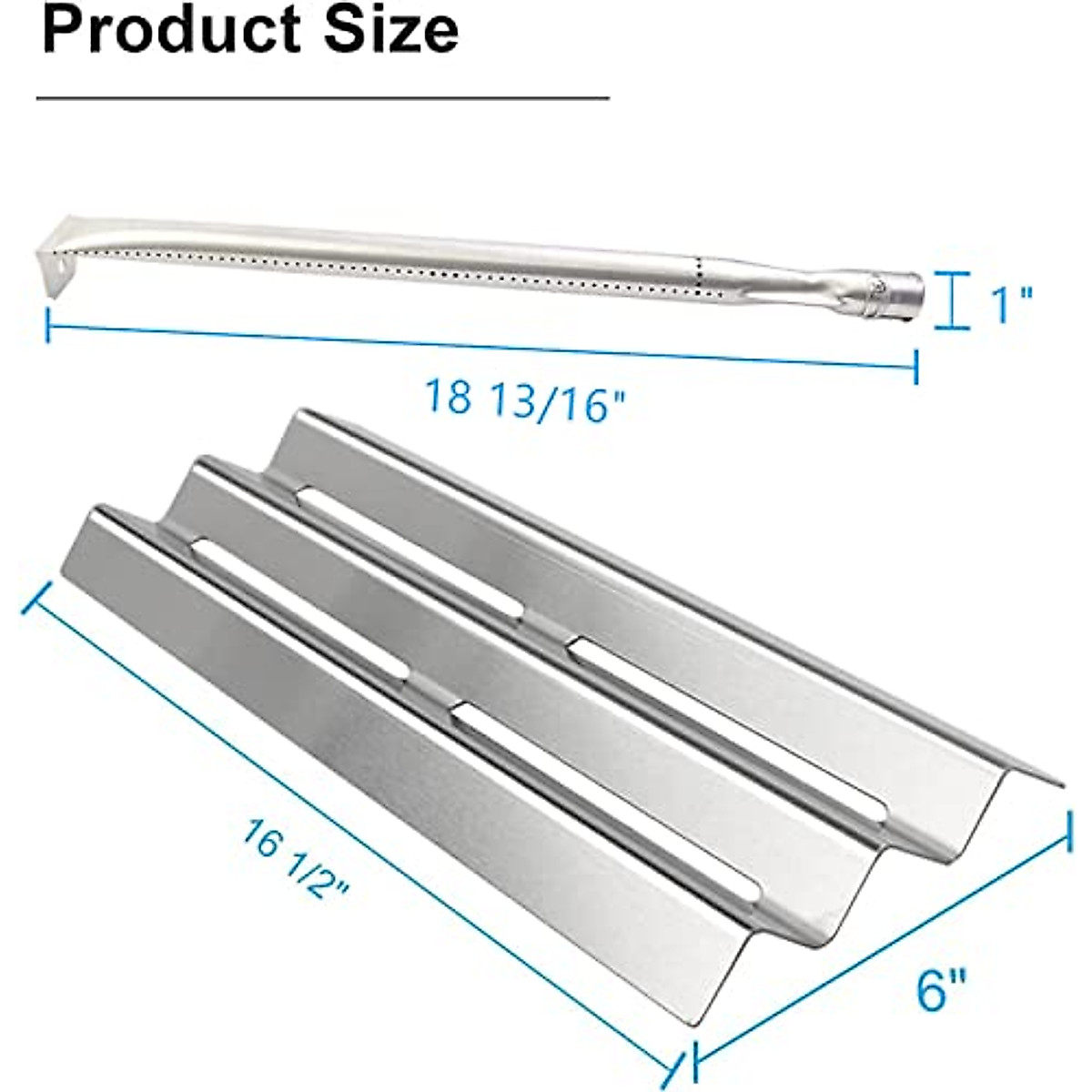 Zemibi Grill Replacement Parts for Napoleon Gas Models LEX485/605/730 LE LD485 Series Grills S81001, Stainless Steel Heat Plate Tent Shields and Heavy Duty Burner Tubes, BBQ Repair Kit, Pack of 4