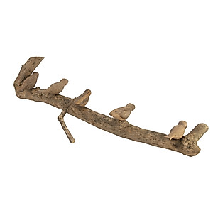 Creative Co-Op Driftwood Branch with Hand-Carved Mango Wood Birds (Each one Will Vary) Décor, Brown