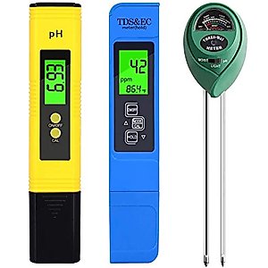 PH Meter, TDS PPM Meter, Soil PH Tester, PH/EC Digital Kit, 3 Pack