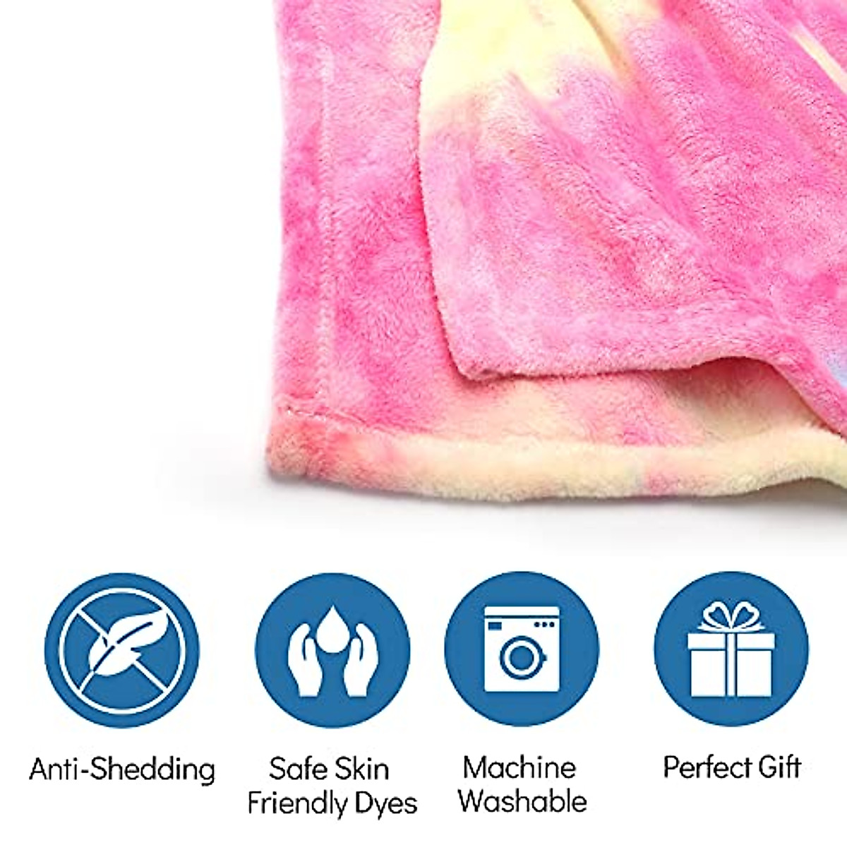 Ailemei Direct Rainbow Tie Dye Throw Blanket for Girls, Soft Cute Funny Decorative Throw, Fuzzy Pastel Plush Blankets for Teen Girl Adults Kid's Gift