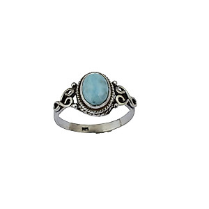 Larimar Stone Ring 925 Sterling Silver Statement Ring For Women Handmade Rings Gemstone Christmas Promise Ring Size US 11 Gift For Her