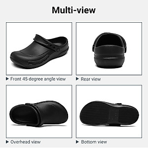 Men Non Slip Chef Shoes, Waterproof Nursing Work Clog for Kitchen, Zapatos para Trabajar En Restaurante De Hombre Black