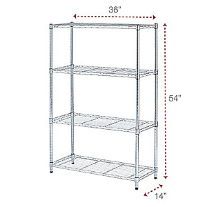 Alera ALESW843614SR Residential Wire Shelving Four-Shelf 36w x 14d x 54h Silver
