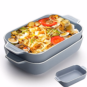 Au Gratin Baking Dishes, YFWOOD 8.7''X5'' Small Casserole Dishes for The Oven, Bakeware With Double Handle for Casseroles, Lasagna & Cobblers, Oven, Microwave & Dishwasher Safe,Set Of 2,Blue