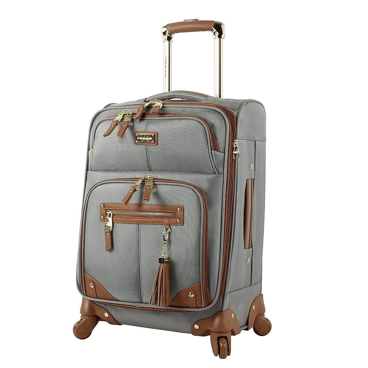 Steve Madden Unisex-Adult (Luggage only) Carry on Bag with Spinner Wheels, Harlo Gray, 21.5 inches