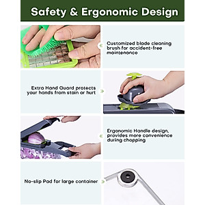 17-in-1 Vegetable Chopper with 9 Blades, Container and Drain Basket - For Veggies, Fruits, Onions, Potatoes, Carrots