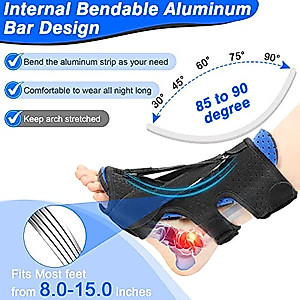 Adjustable Plantar Fasciitis Relief Night Splint, Plantar Fasciitis Night Splint for Plantar Fasciitis, Foot Drop Ankle Pain, Heel Pain, Achilles Tendonitis with 3 Straps