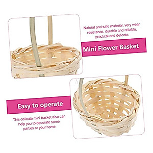Cabilock 12 pcs mini flower basket wedding mini basket picnic basket baskets for toys doll bread baskets toy baskets mini woven basket mini wood basket bamboo wicker small egg basket