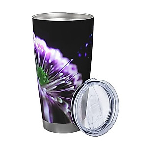 jshmgchw 3d Violet Green Glow 20oz Tumbler, Car Cup With Lid And Straw, Spill-Proof, Stainless Steel Double Wall Vacuum Insulated Reusable Coffee Travel Mug, For Cold Drinks, Hot Beverage