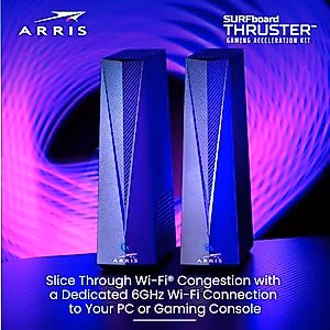 ARRIS Surfboard Thruster Wi-Fi 6E Gaming Acceleration Kit W6B | Dedicated 6GHz Band | 2.5 Gbps Port | Works with Any Wi-Fi Router/Mesh System | Optimized Connectivity for PC or Console