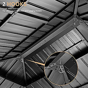 Leisurelife 10'x12' Galvanized Steel Double Roof Hardtop Gazebo with Nettings for Patio Outdoor Backyard Garden or Grill, Heavy Duty Canopy Tent, Aluminum Frame