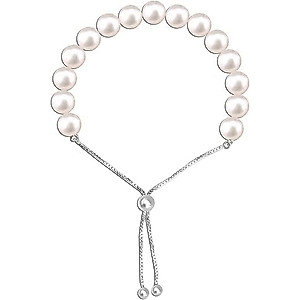 LeCalla Valentines Day Gifts 925 Sterling Silver Jewelry Sliding Pearl Bolo Bracelet for Women Teen