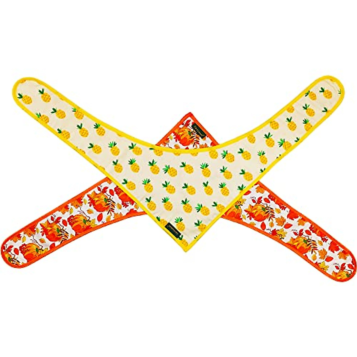 Cartisanat Dog Bandanas, 2 Pack Fruit & Pumpkin Set Triangle Reversible Pet Scarf Adjustable Fit Triangle Bibs Accessories, Multiple Sizes Offered for Small Medium & Large Dogs.