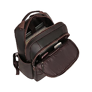 ZHYOL Men's Leather Backpack 17.3 Inch Laptop Backpack Genuine Leather Casual Travel Daypack Hiking Travel Bag Camping Rucksack