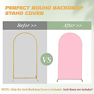 ZpigToor Spandex Arch Backdrop Cover, Pink, 2-Sided, Fits 3.3 x 6.6 ft, for Wedding, Baby Shower, Banquet Decoration
