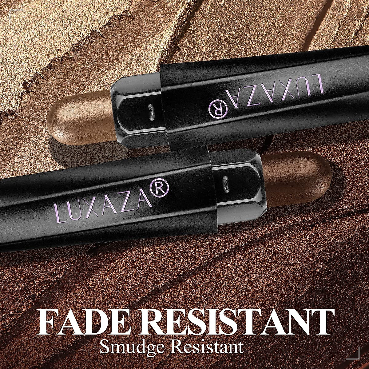 LUXAZA 3Pcs Eyeshadow Stick Set, Matte And Shimmer Creamy Brown Gold Nude Shadow Pencil, Waterproof Long Lasting Smoky Eye Makeup